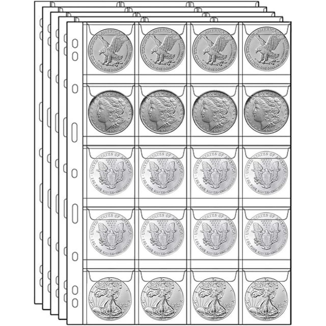 10 Sheet Coin Collection Pages, Bexikou 200 Pockets Coin Collecting ...