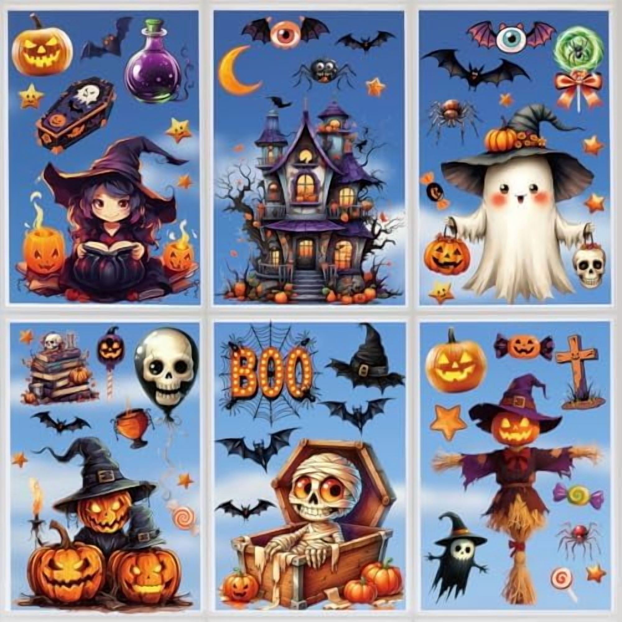 10 Sheet Halloween Window Clings Cute Window Decorations for Glass ...