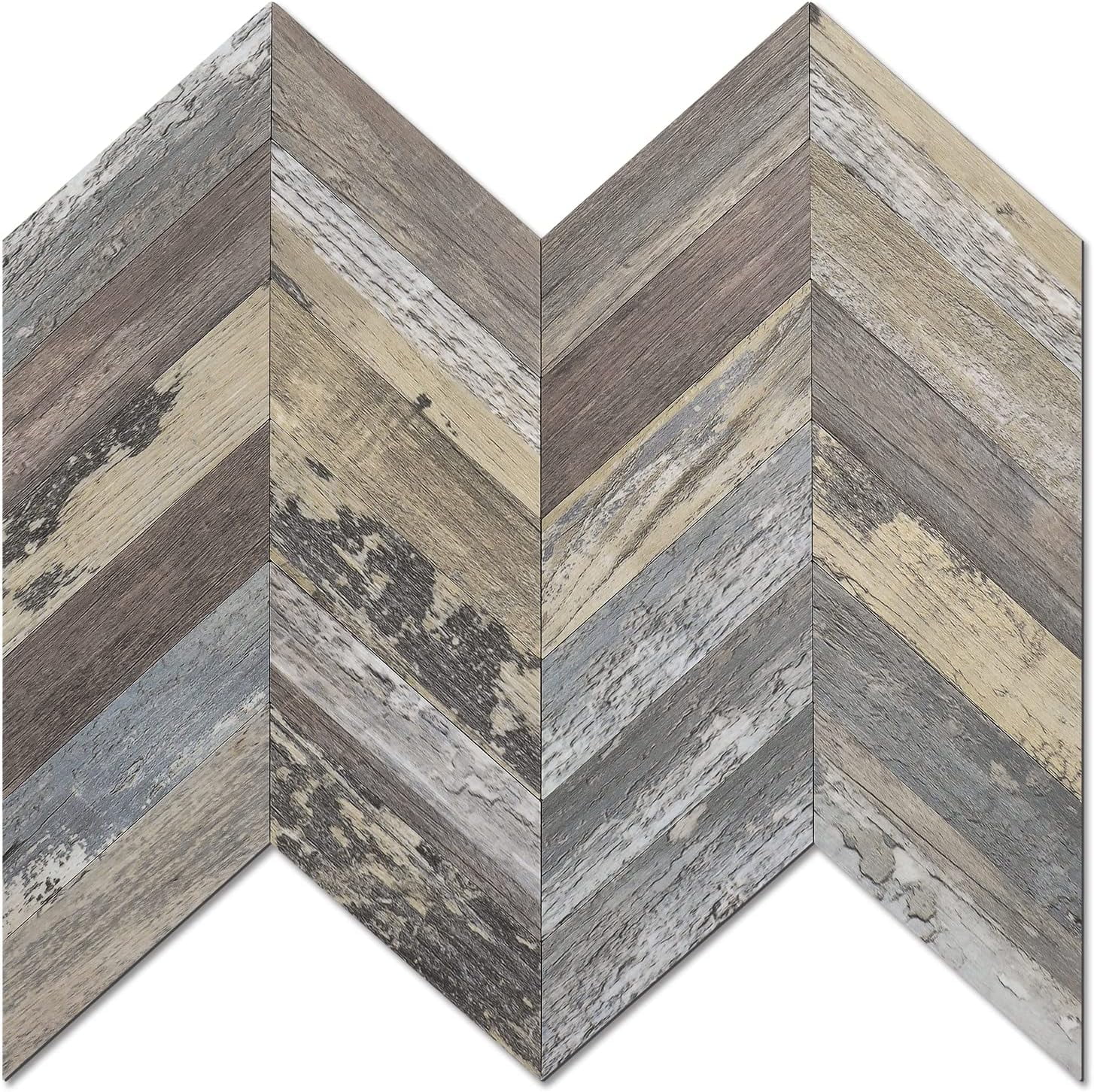 10-Sheet Herringbone Tile Peel and Backsplash, Faux PVC Backsplash ...