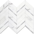 10-Sheet Herringbone Tile Peel and Backsplash, White Marble PVC Mixed ...