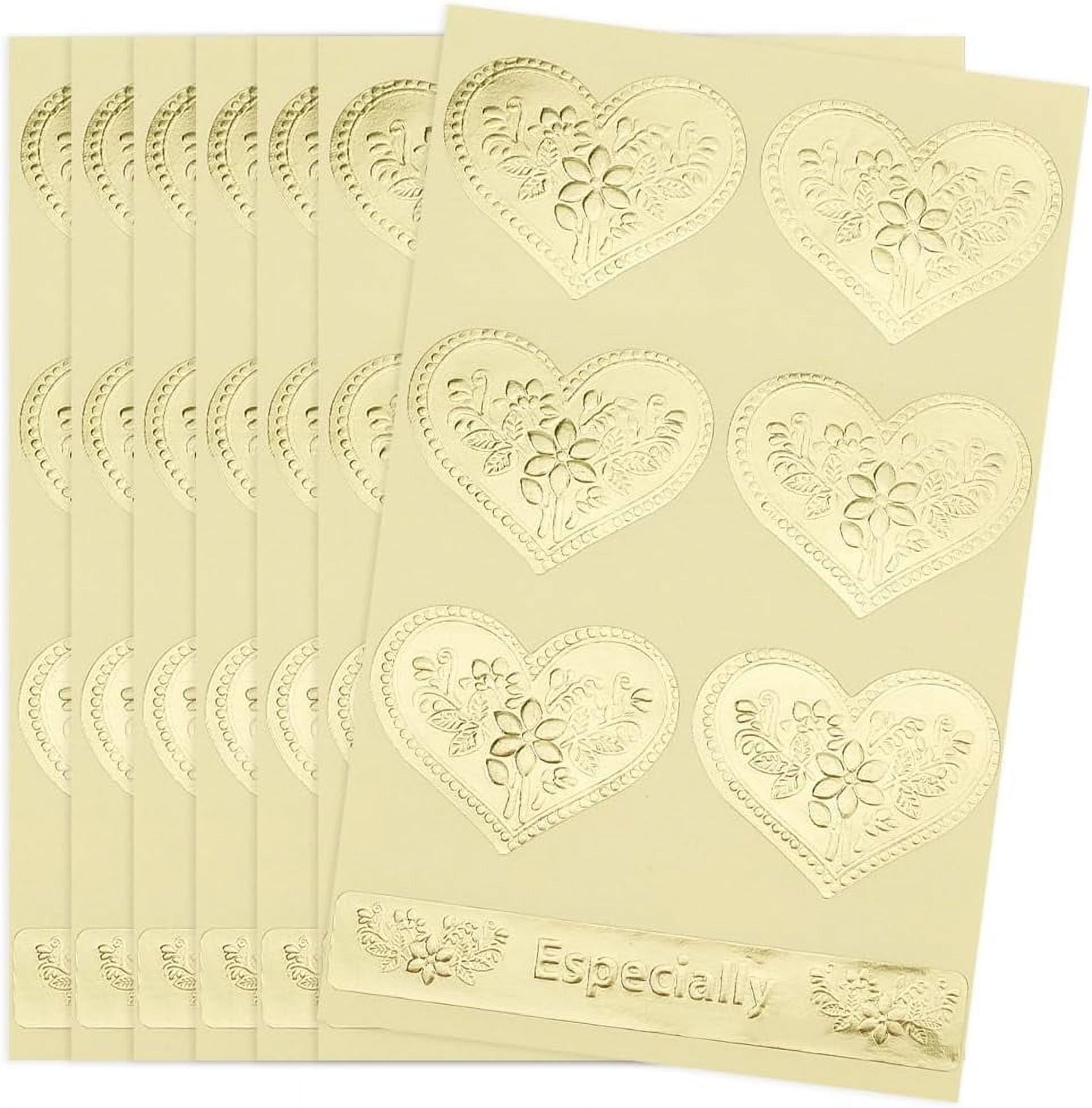 10 Sheet Love Heart Shape Stickers Gold Envelopes Label Stickers Retro ...