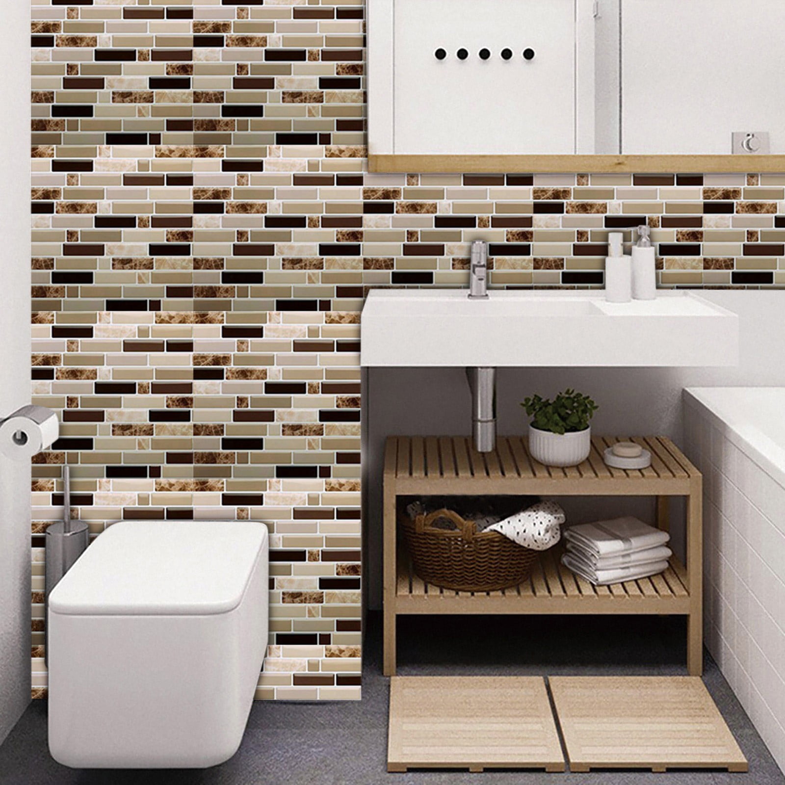 10 Sheet Peel and Stick Backsplash,Self Adhesive Glossy Faux Ceramic ...