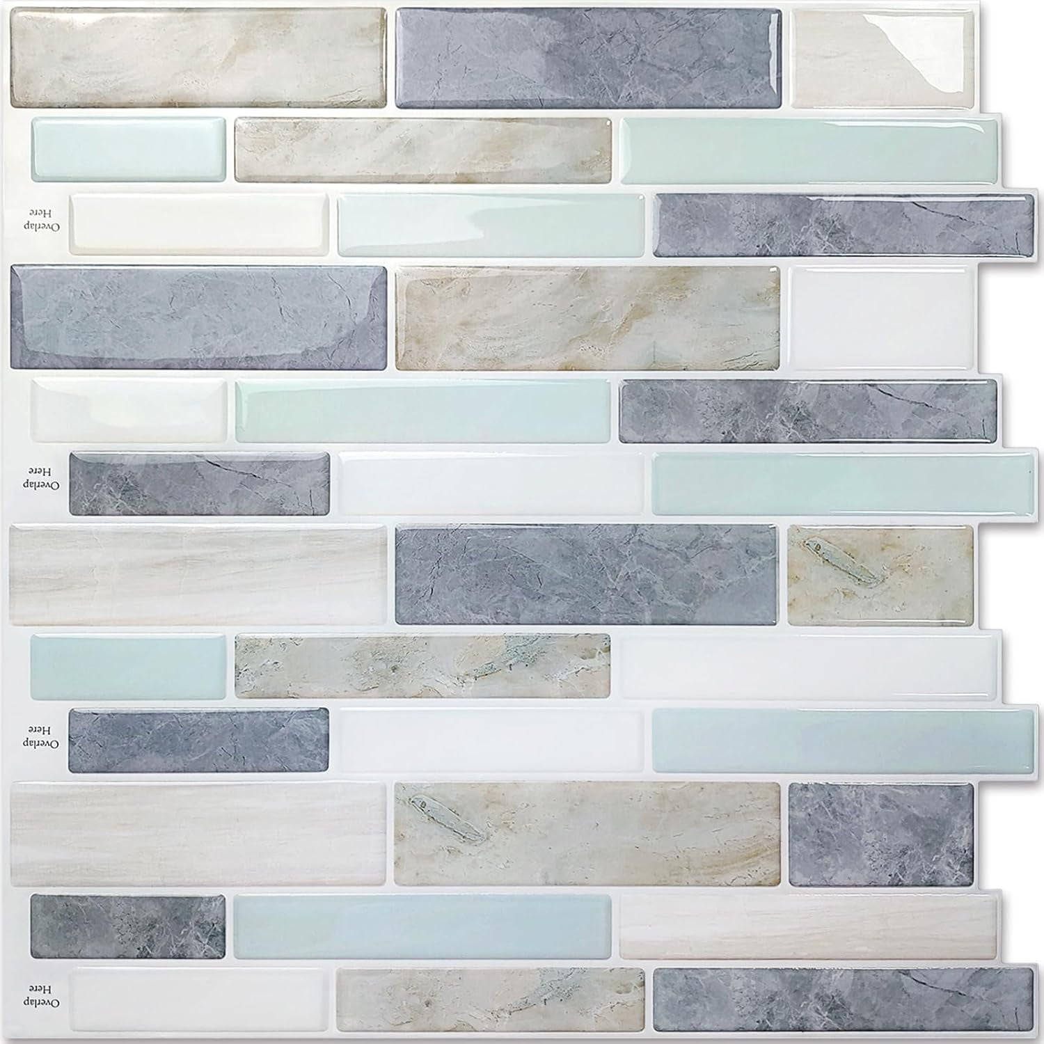 Blue Marble Tile 10-Sheet Peel And Stick Backsplash Tile - Blue Marble ...