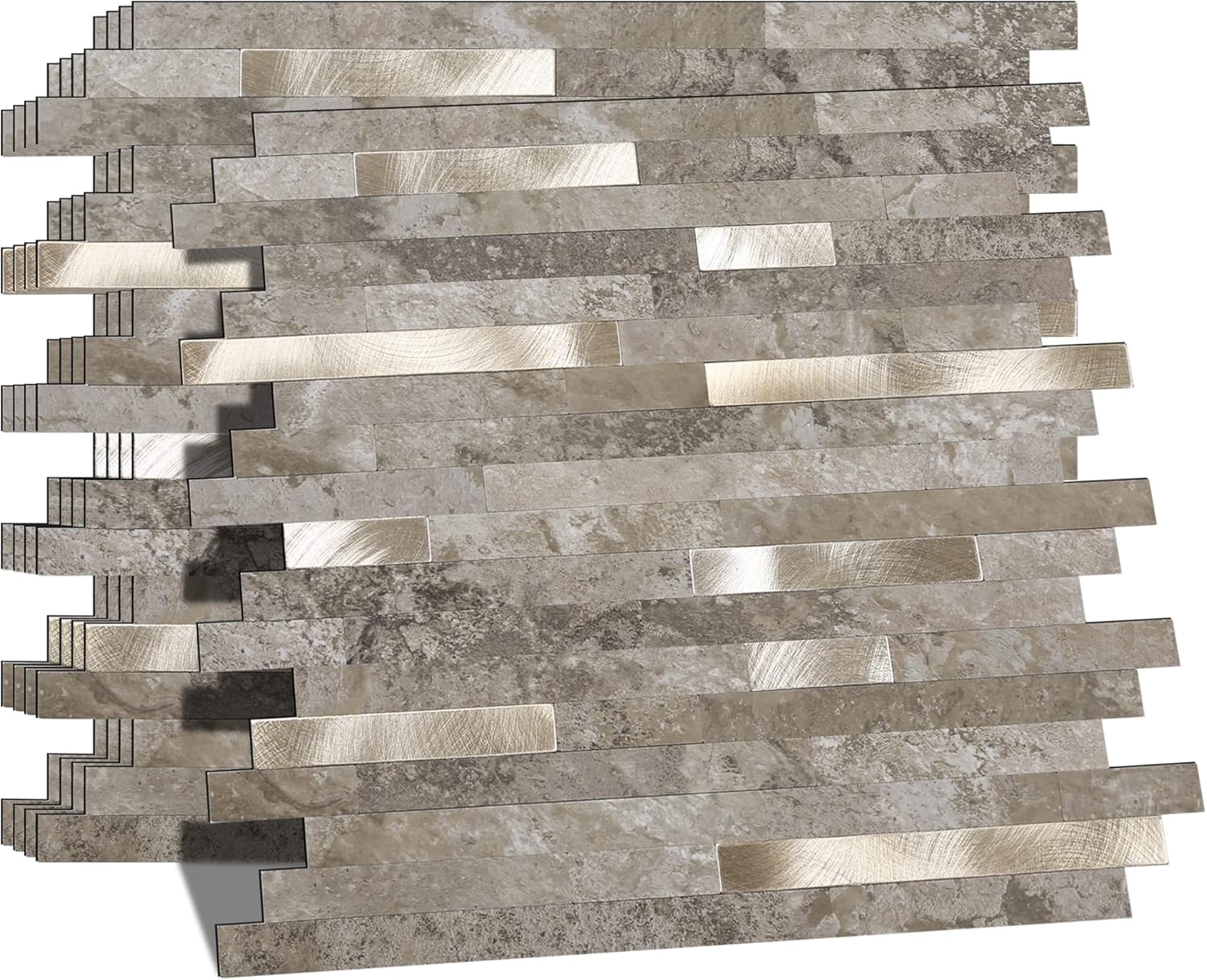 10-Sheet Peel and Stick Backsplash Tiles for Kitchen, Marble Slate with ...