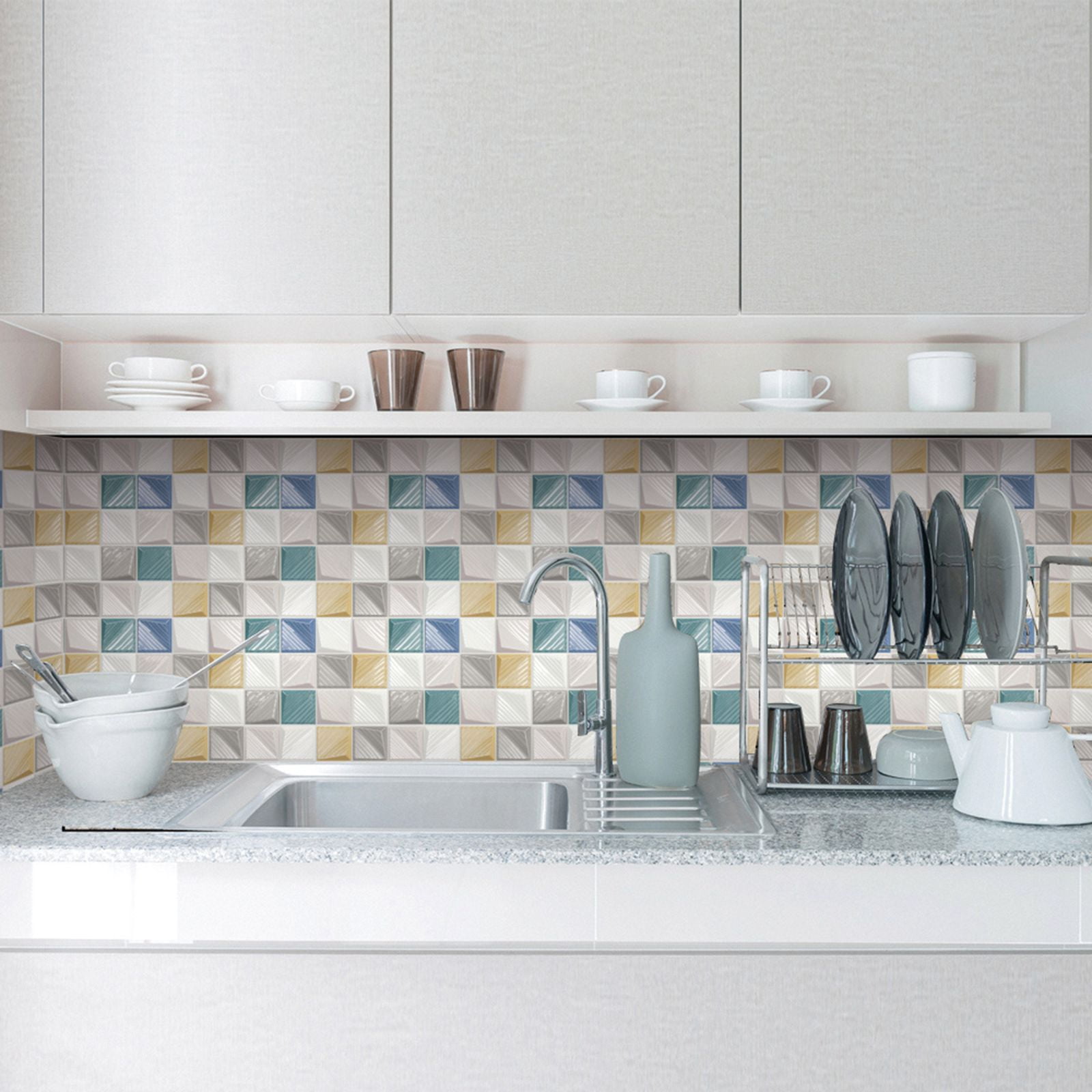 10-Sheet Peel & Stick Kitchen/Bathroom Backsplash Tiles, Self-Adhesive ...