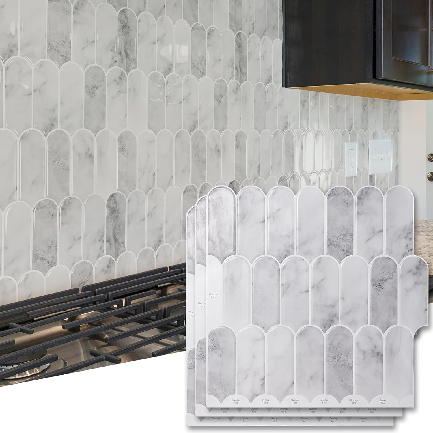 10-Sheet Peel and Stick Kitchen Backsplash Tile, Vinyl Stick On Wall ...