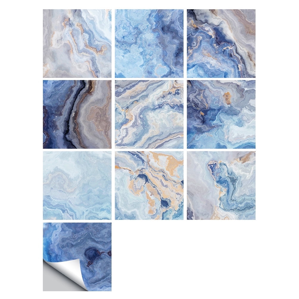 FUDAKUNA 10 Sheet Marbling Tile Sticker Self-Adhesive Removable ...