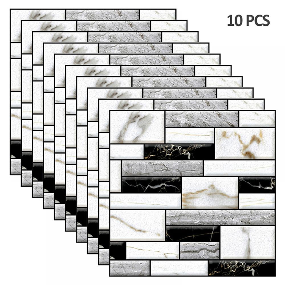 10-Sheet Peel and Stick Tile Backsplash, Vinyl 3D Self-Adhesive Tile ...