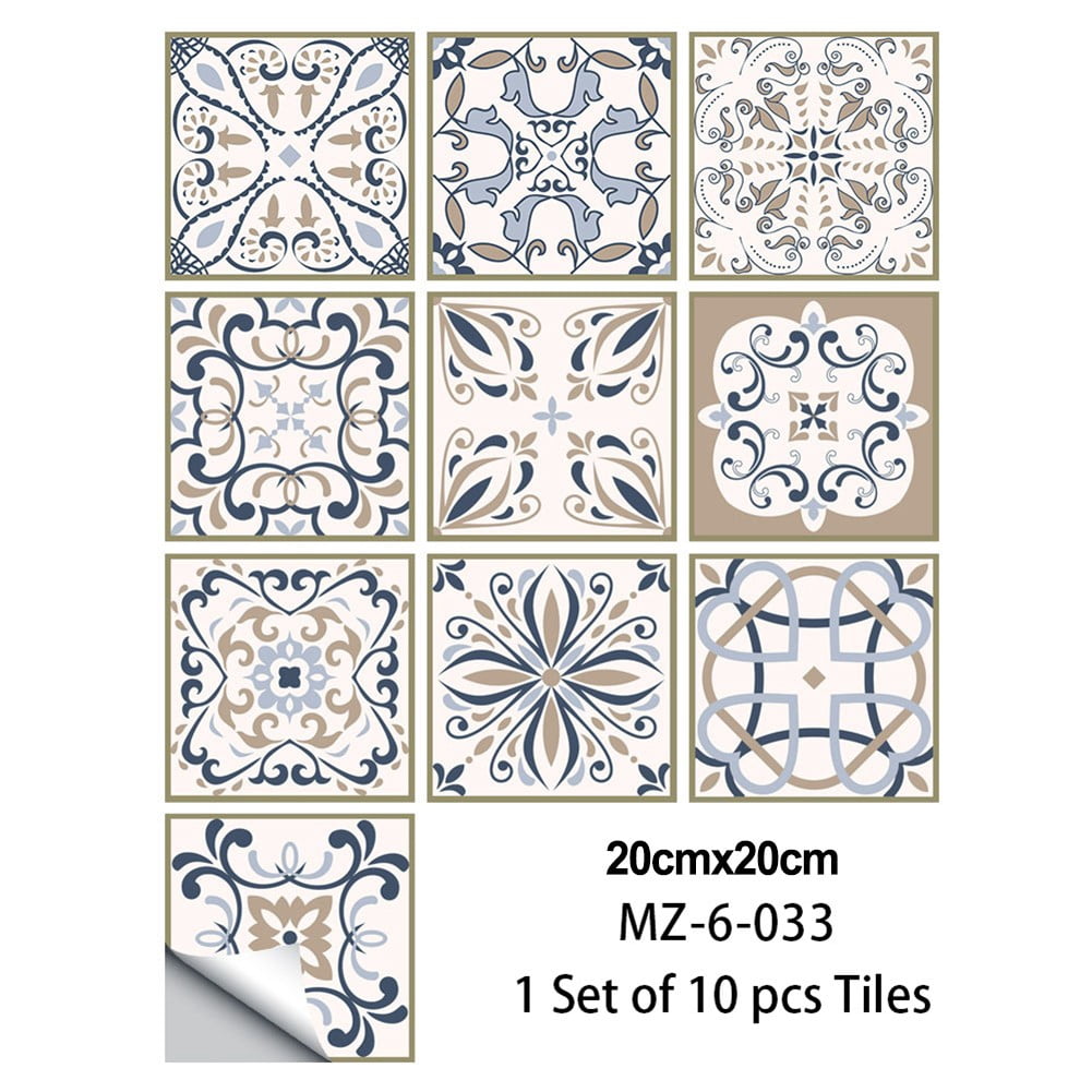 10-Sheet Stick On Kitchen Backsplash Tiles, 8"x8" Peel and Stick Self ...