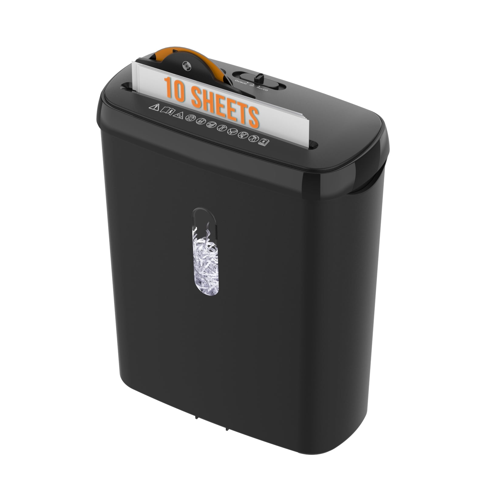 10-Sheet Strip Cut Paper Shredder, P-2 Security Level with 3.17-Gallon ...