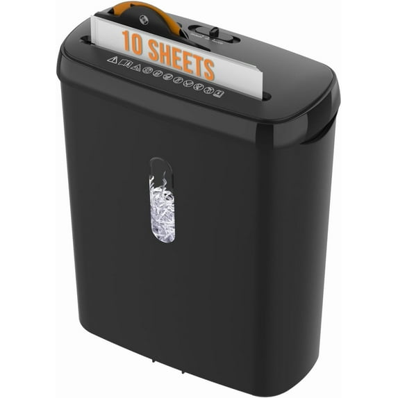 10-Sheet Strip Cut Paper Shredder, P-2 Security Level with 3.17 Gallon ...