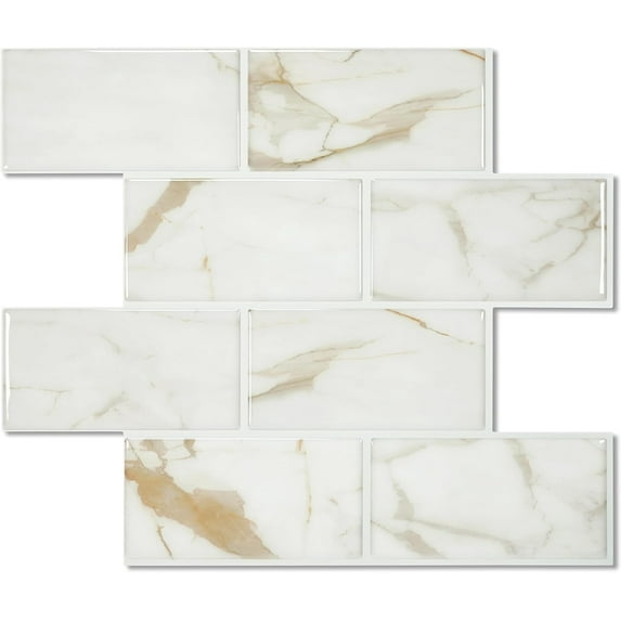 10-Sheet Subway Tile Peel and Backsplash, Self Wall Tiles, Backsplash ...