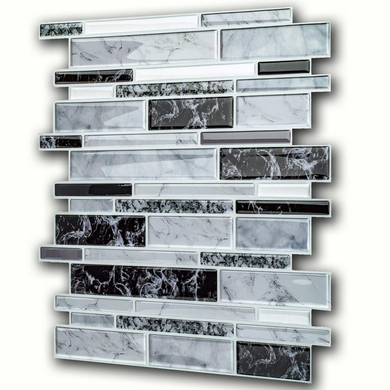 10 Sheet Vinyl Peel and Stick Tile Backsplash Waterproof Heat Resistant Oil Proof 3D Stick on Tiles Self Adhesive Tile for Kitchen Bathroom Wall Laundry Room Mable Tiles 12 x12 Walmart