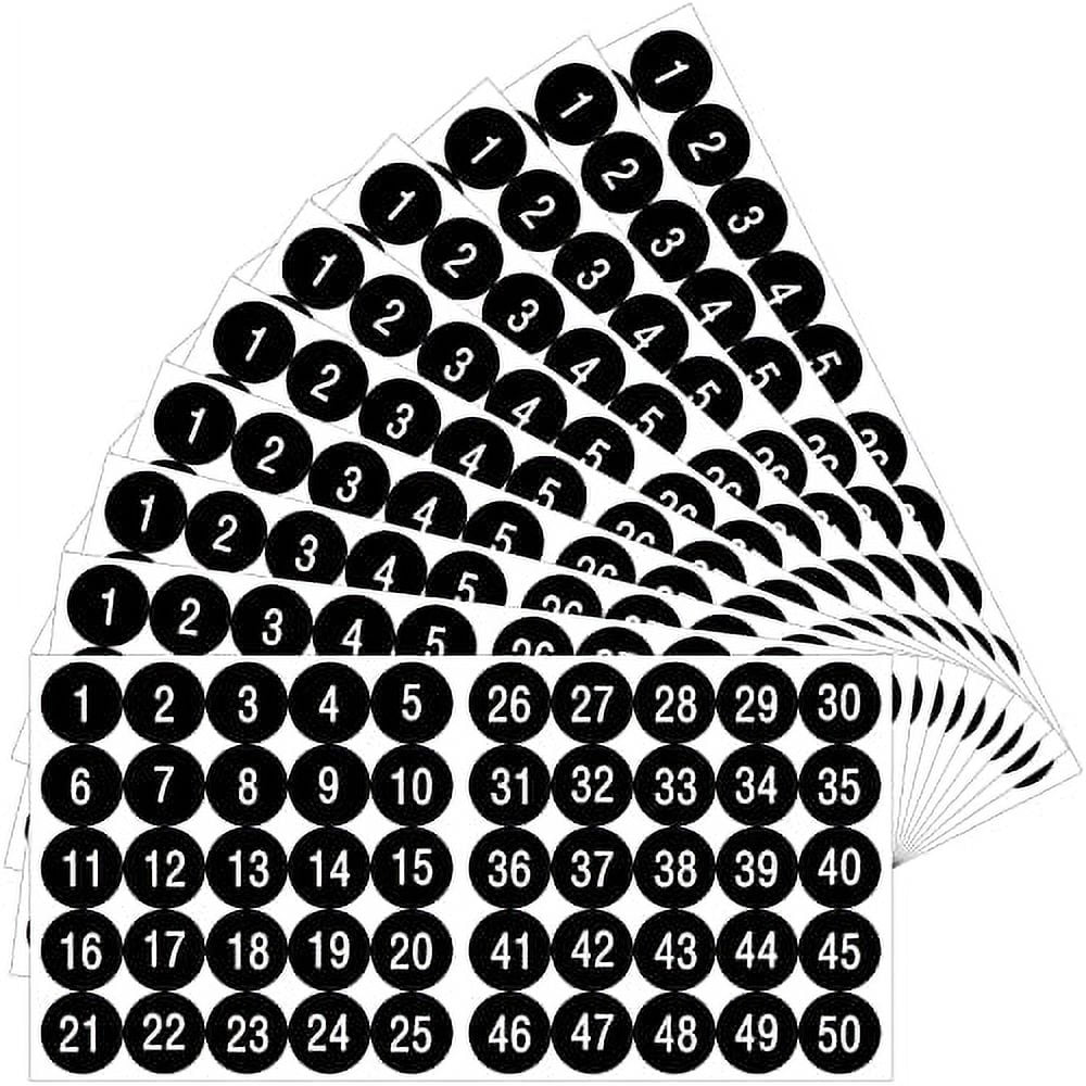 10 Sheets 1 to 50 Number Stickers Vinyl Consecutive Number Stickers ...
