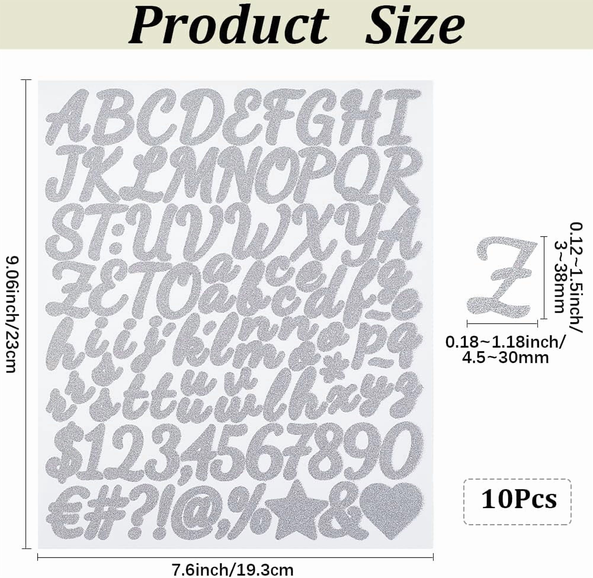 10 Sheets 1 Inch Glitter Letter Stickers Silver Number Decals Vinyl ...
