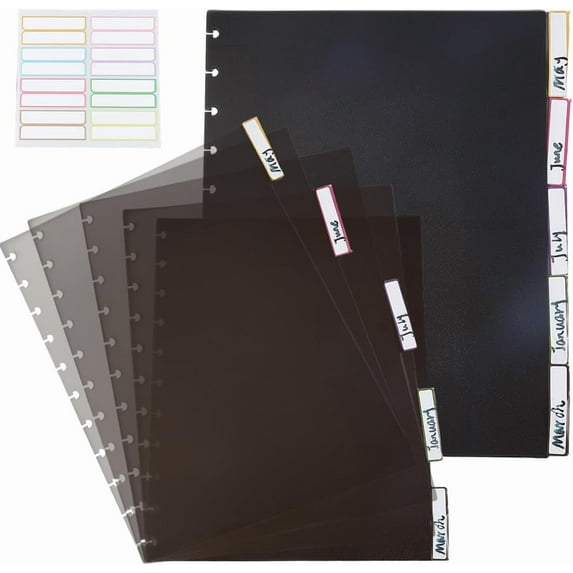 10 Sheets 11 Disc Letter Tab Dividers Black Discbound Tab Dividers 5 ...
