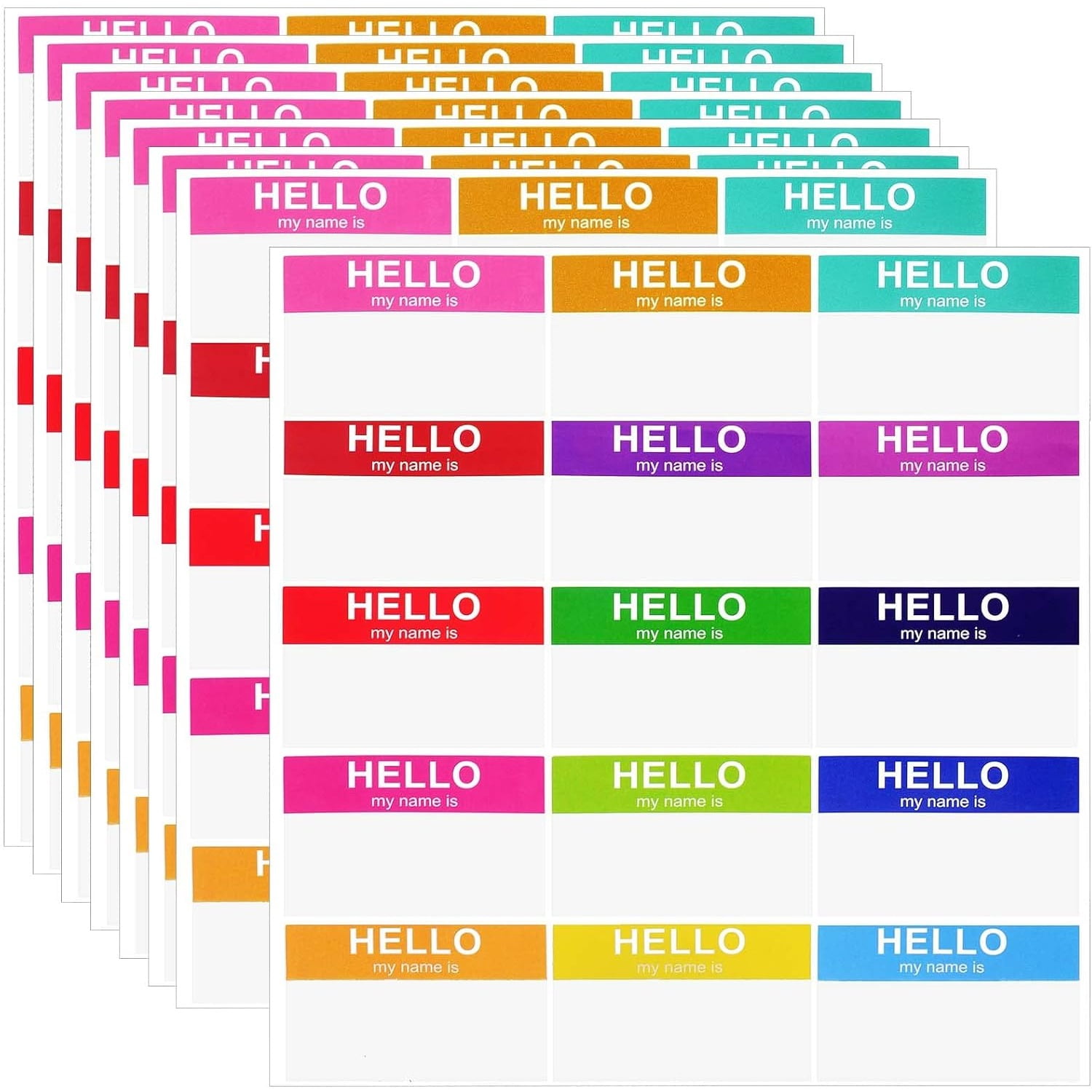 10 Sheets 15 Colors Name Tag Stickers Waterproof Self Adhesive Printed ...