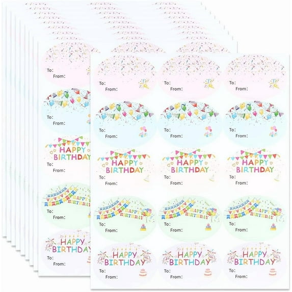 10 Sheets 150Pcs Happy Birthday Name Stickers Gift Tag Stickers to from ...