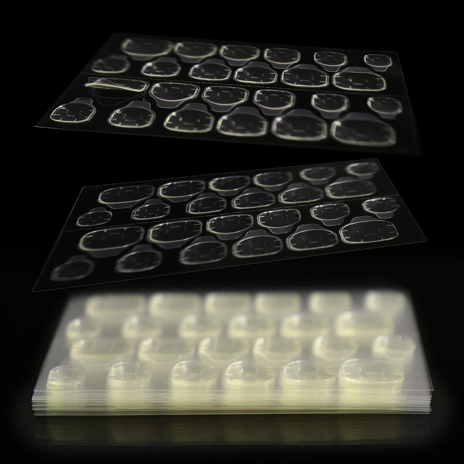 10 Sheets (240pcs) Doubld Side Jelly Glue il Stickers for Press on ils ...