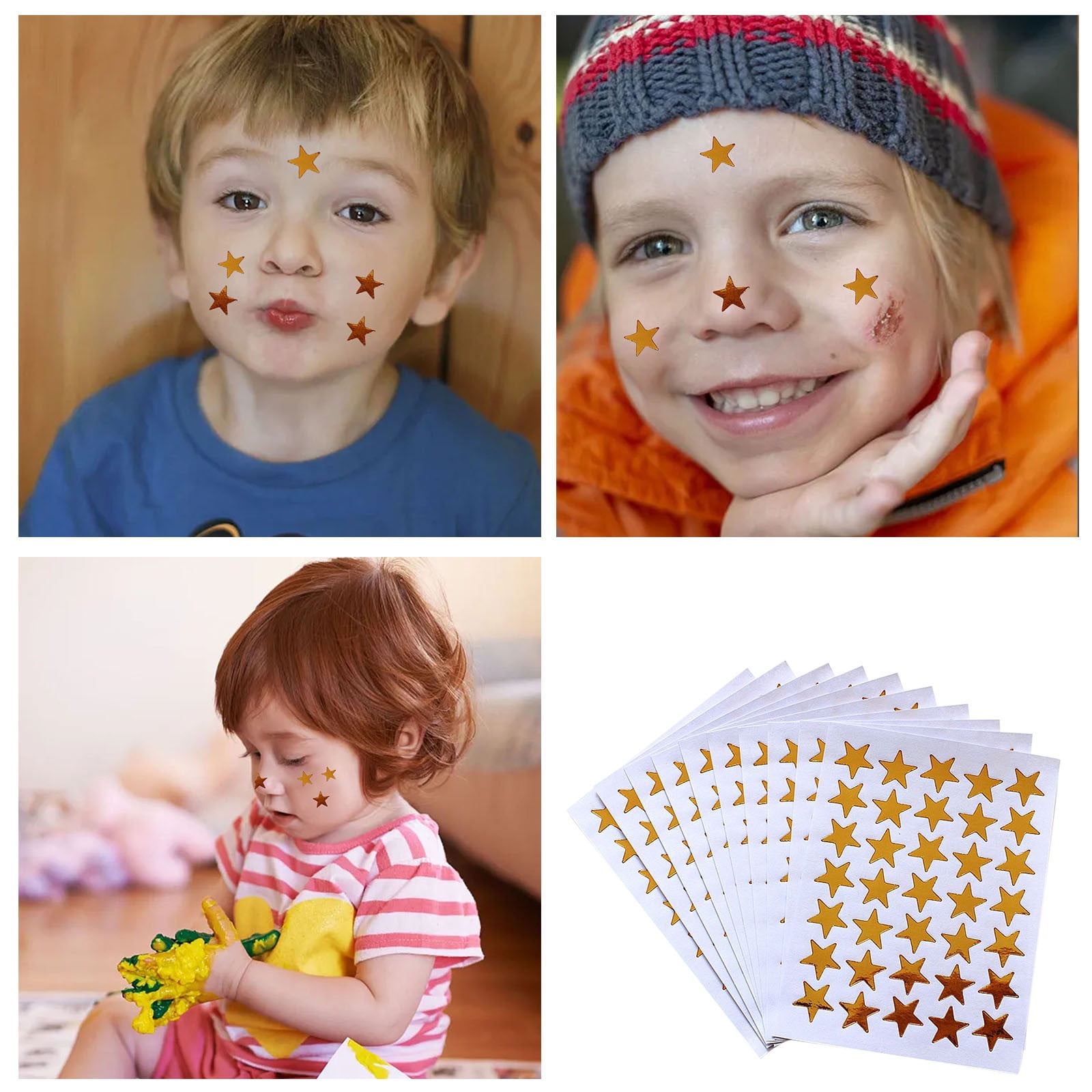 10 Sheets 350Pcs Children Golden Five Pointed Star Stickers Self ...