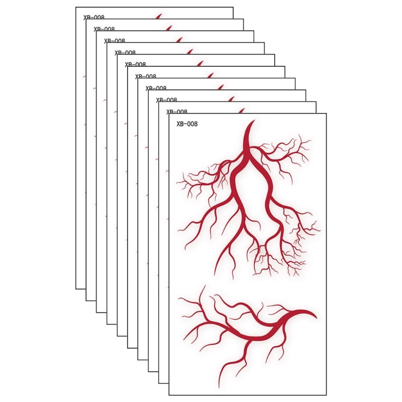 10 Sheets 3D Blood Blood Vessels Effect Waterproof Temporary Tattooes ...