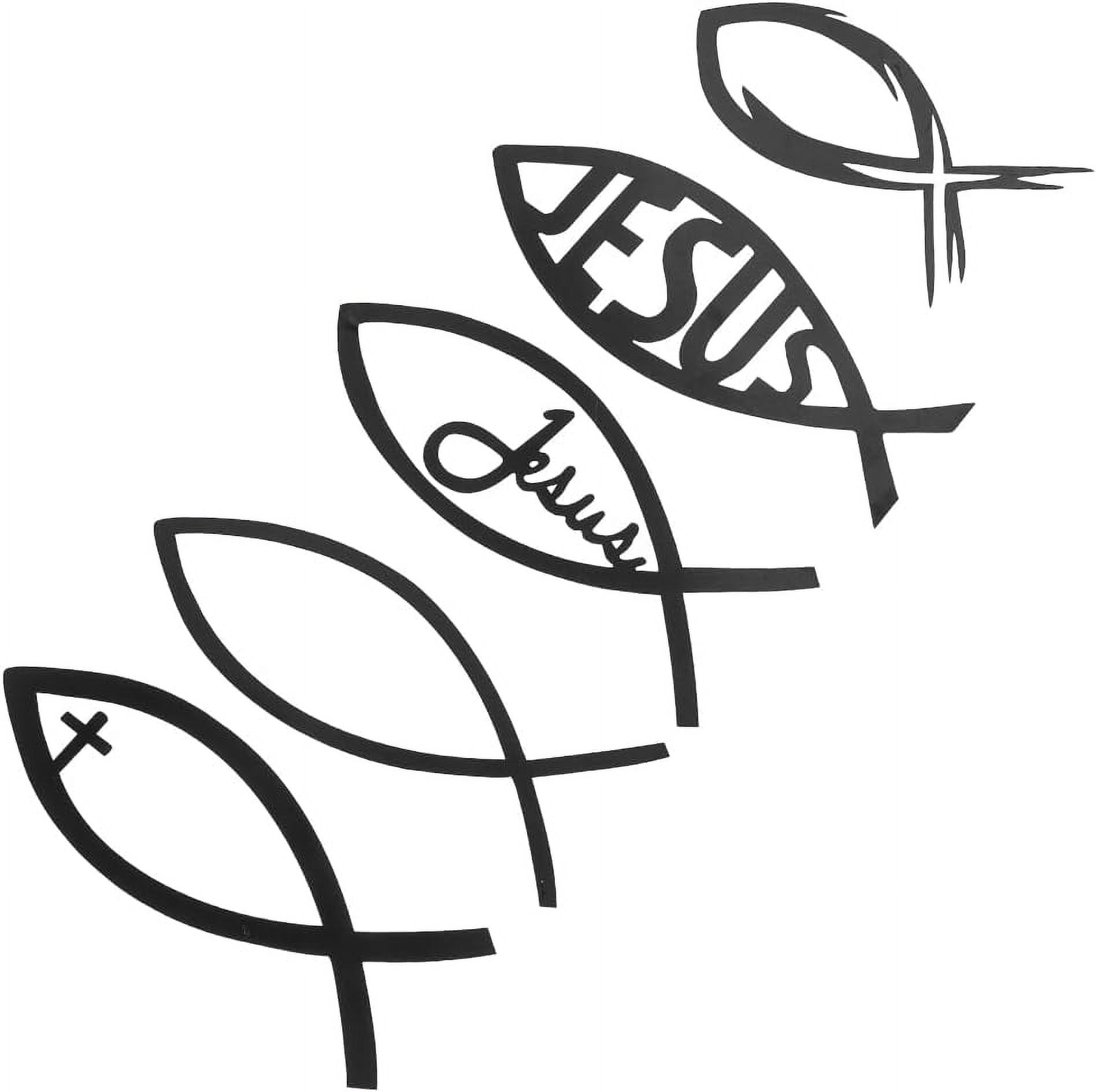 10 Sheets 5 Styles Black Jesus Fish Car Stickers Waterproof Plastic ...