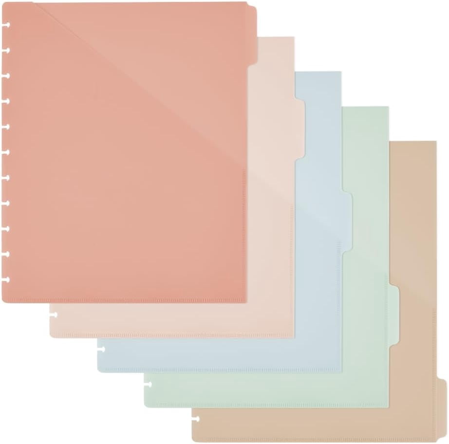 10 Sheets 5-Tab Binder Dividers 29.5x24cm 11-Ring Binder Notebook Index ...