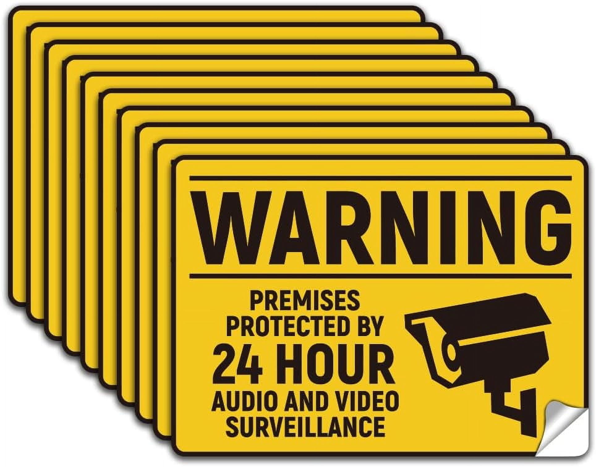 10 Sheets 5 x7 Inch 24 Hour Video Surveillance Sign Self-Adhesive This ...