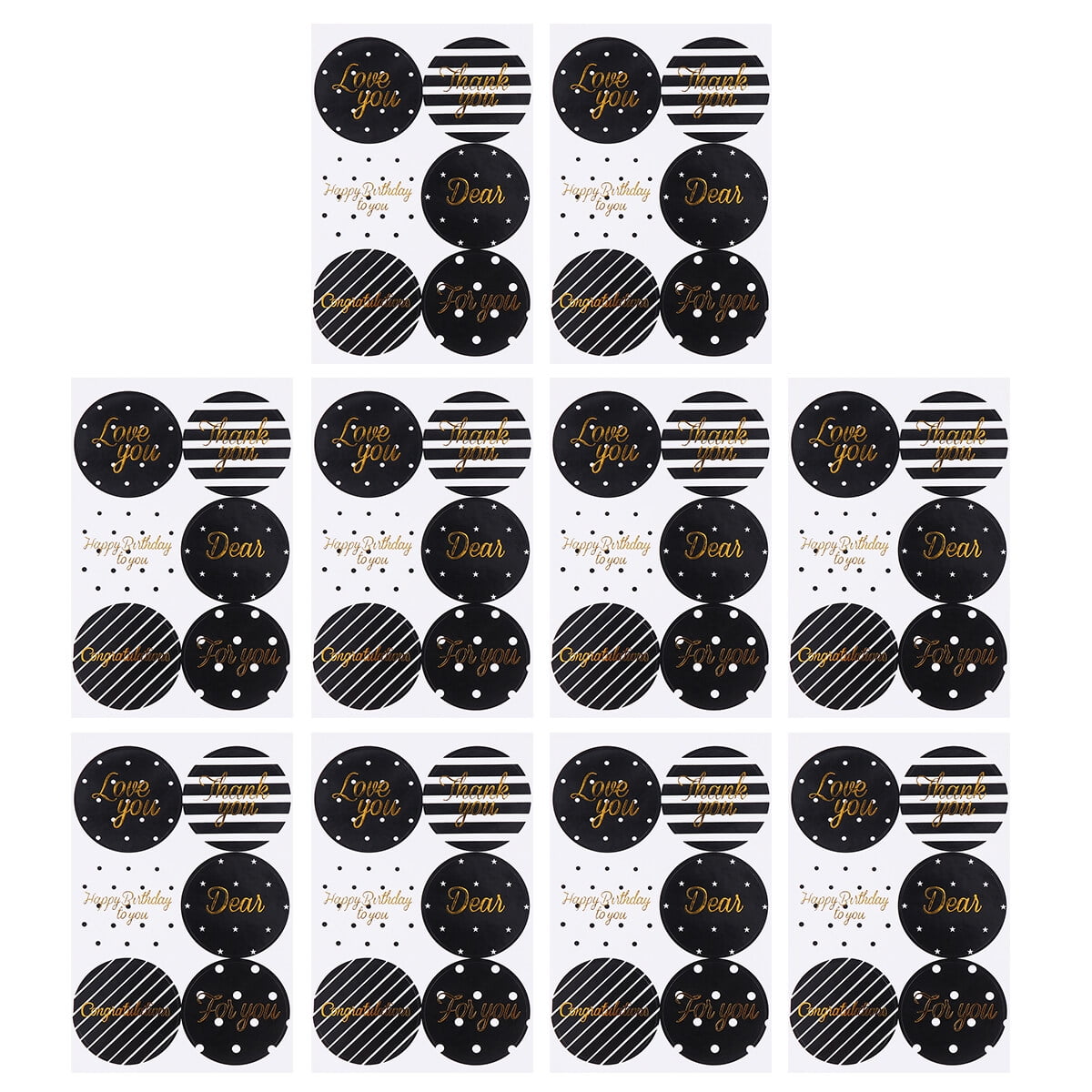 10 Sheets of 60PCS Gold Stamping Sticker Gift Baking Decorative ...