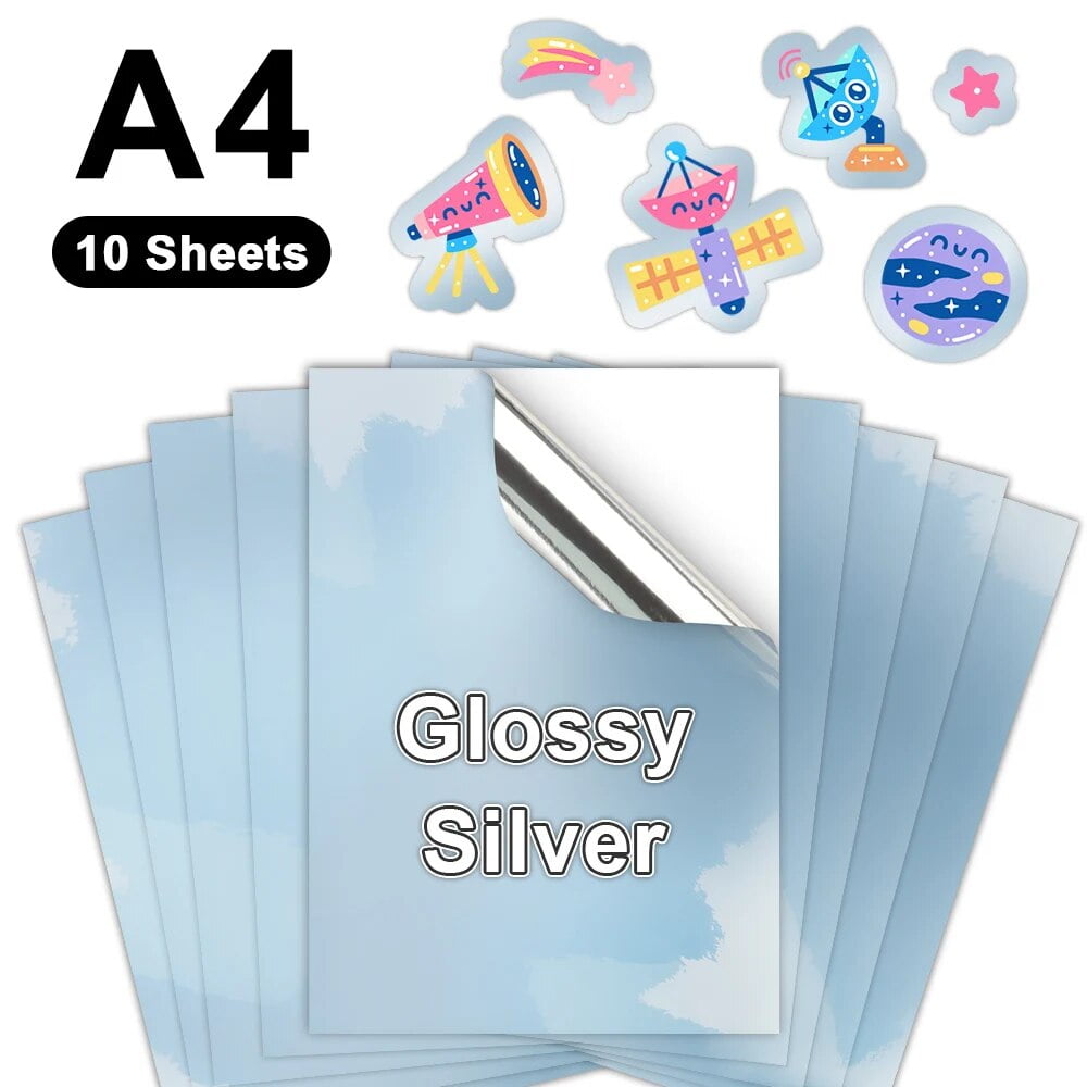 10 Sheets A4 Holographic Printable Vinyl Sticker Paper Waterproof Self ...