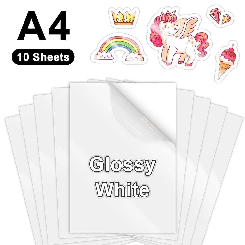 10 Sheets A4 Holographic Printable Vinyl Sticker Paper Waterproof Self ...
