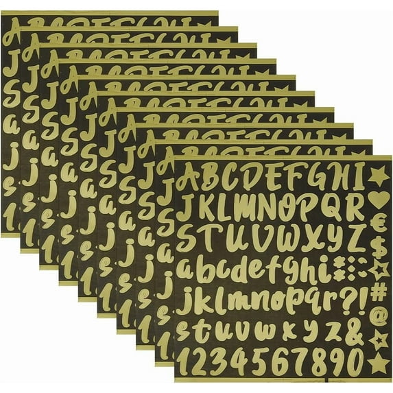 10 Sheets Alphabet Numbers Stickers Self Adhesive Label Stickers PVC ...