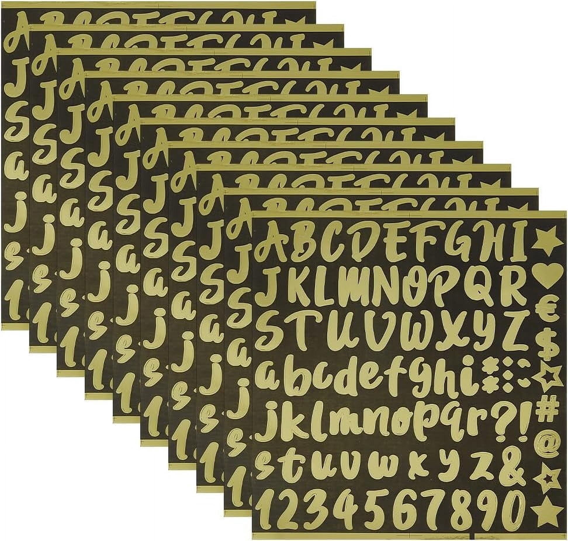 10 Sheets Alphabet Numbers Stickers Self Adhesive Label Stickers PVC ...