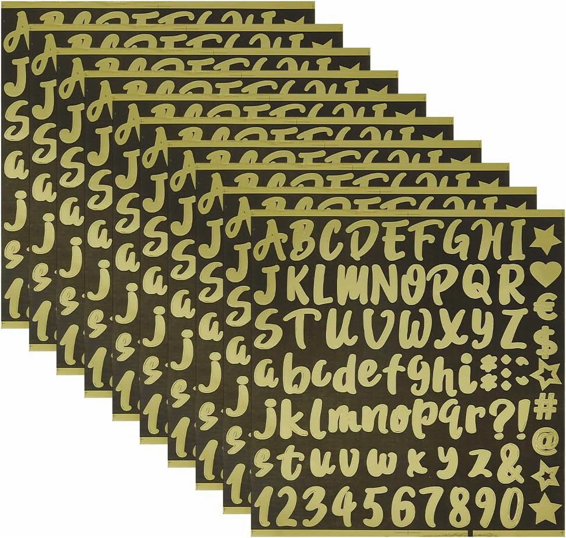 10 Sheets Alphabet Numbers Stickers Self Adhesive Label Stickers PVC ...