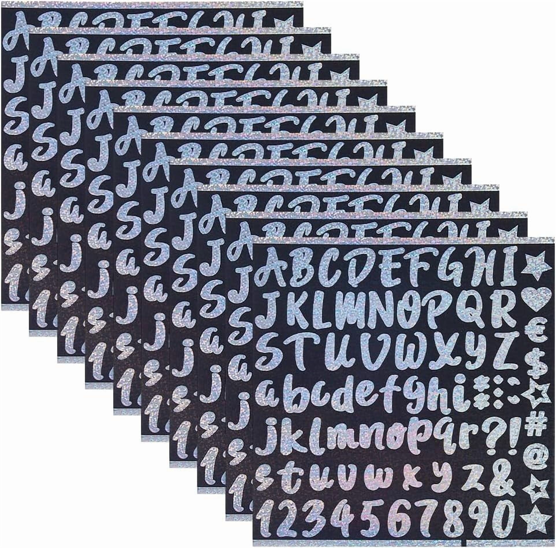 10 Sheets Alphabet Numbers Stickers Self Adhesive Label Stickers PVC ...