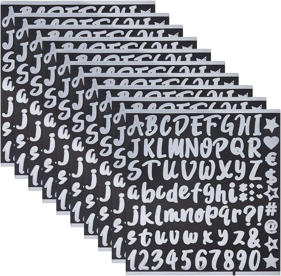 10 Sheets Alphabet Numbers Stickers Self Adhesive Label Stickers PVC ...