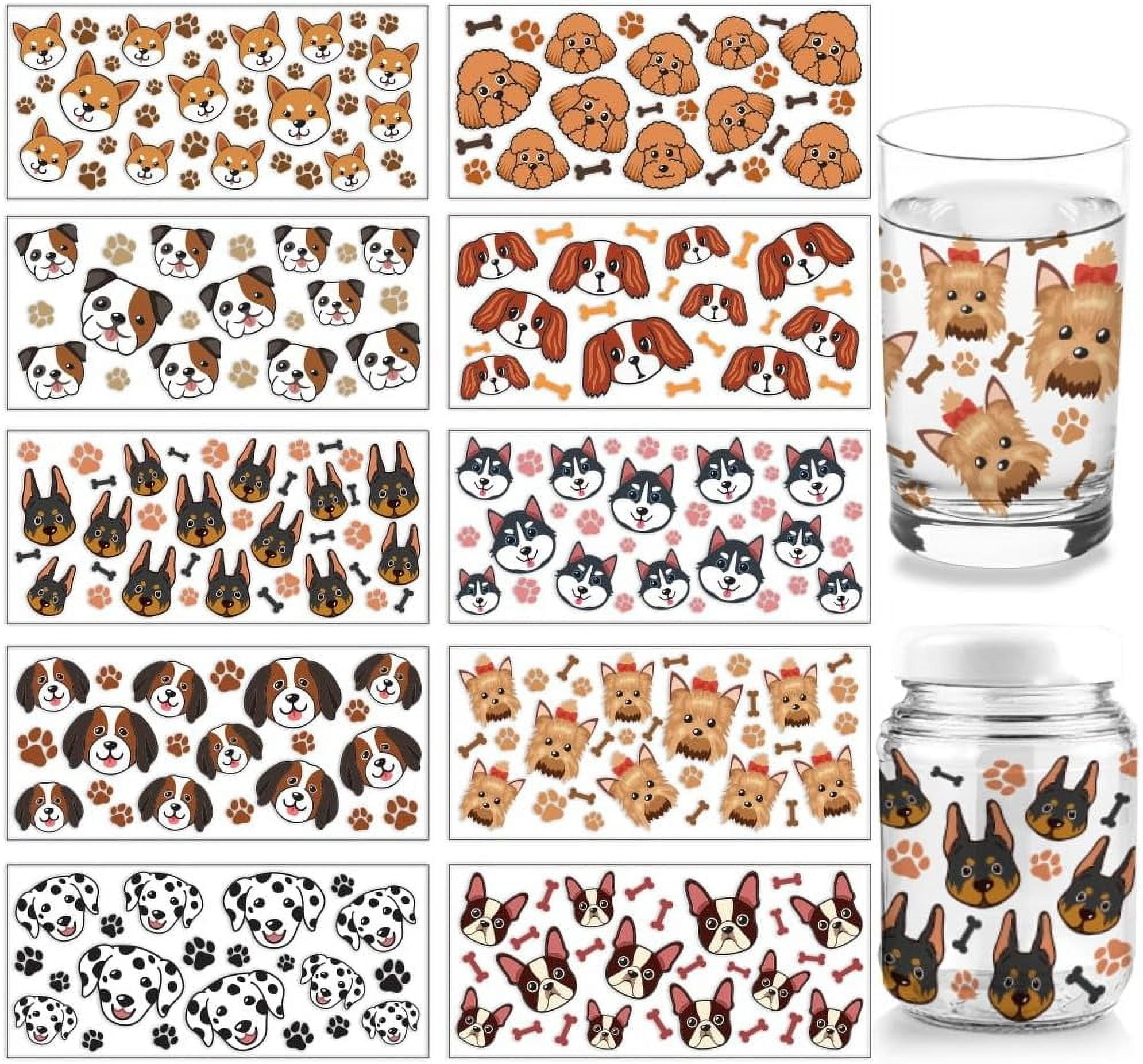 10 Sheets Animal UV DTF Cup Wrap 10 Styles Animal Theme Dog Head ...