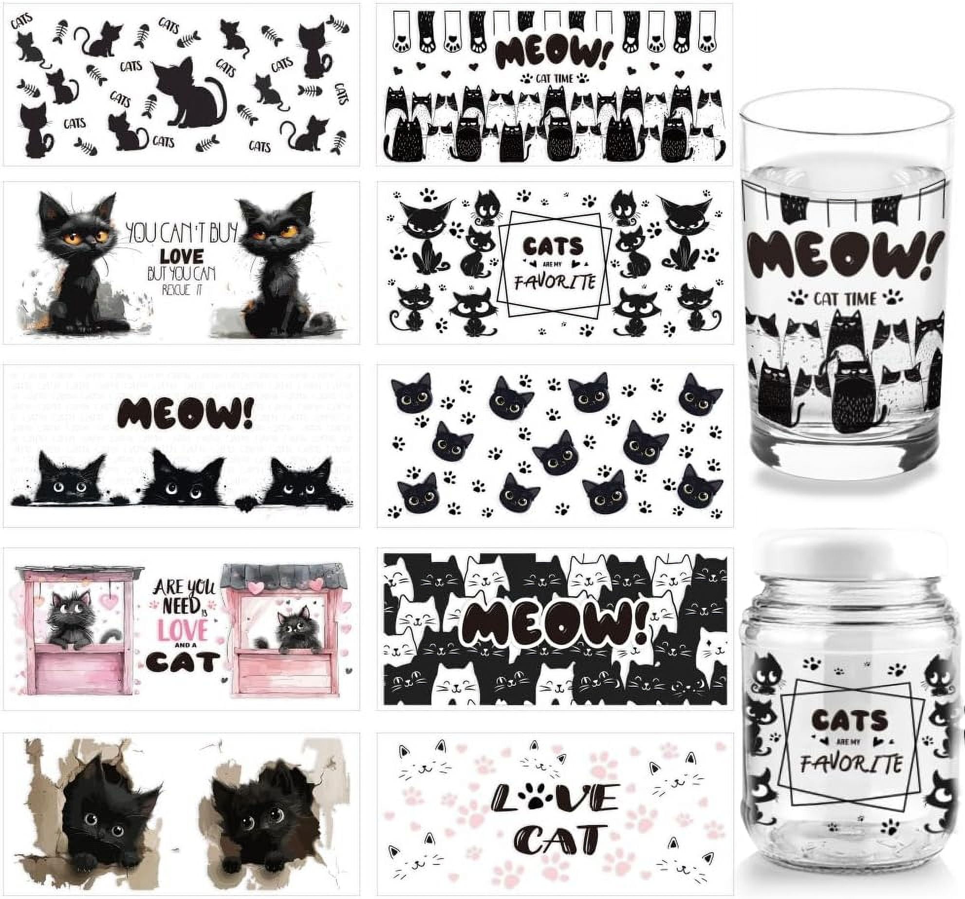 10 Sheets Black Cat UV DTF Cup Wrap for 16OZ Glass are You Need is Love ...