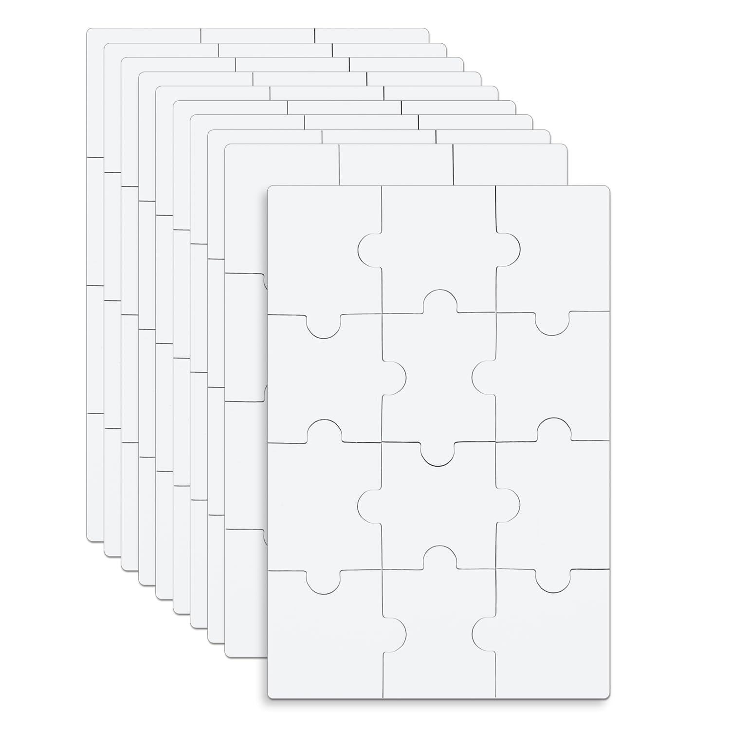 10 Sheets Blank Jigsaw Puzzles, 3.9 BSL1 x 5.9 Inch 12 Piece Blank ...