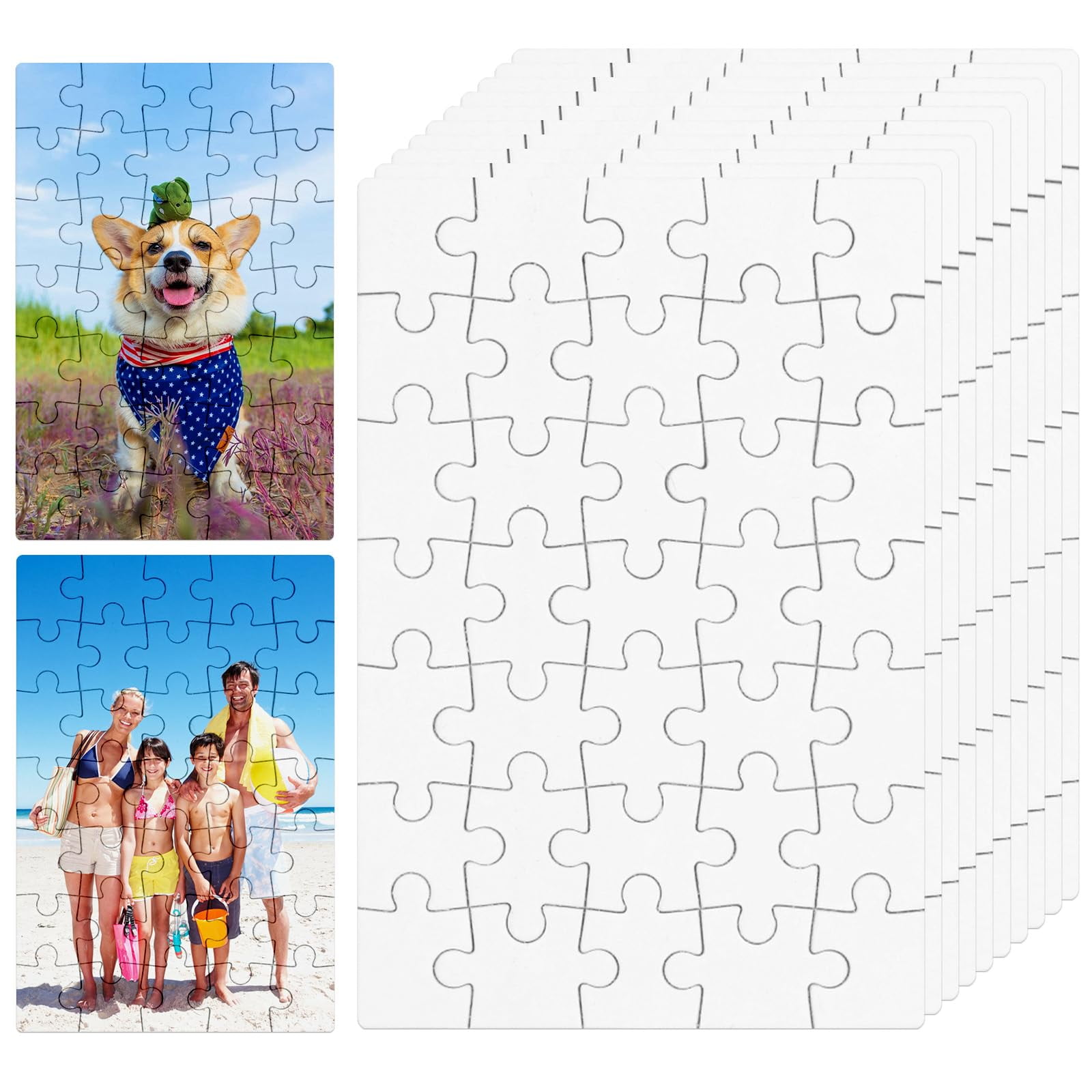 10 Sheets Blank Puzzles, 6x4 Inch BSL1 All White Puzzle Sublimation ...