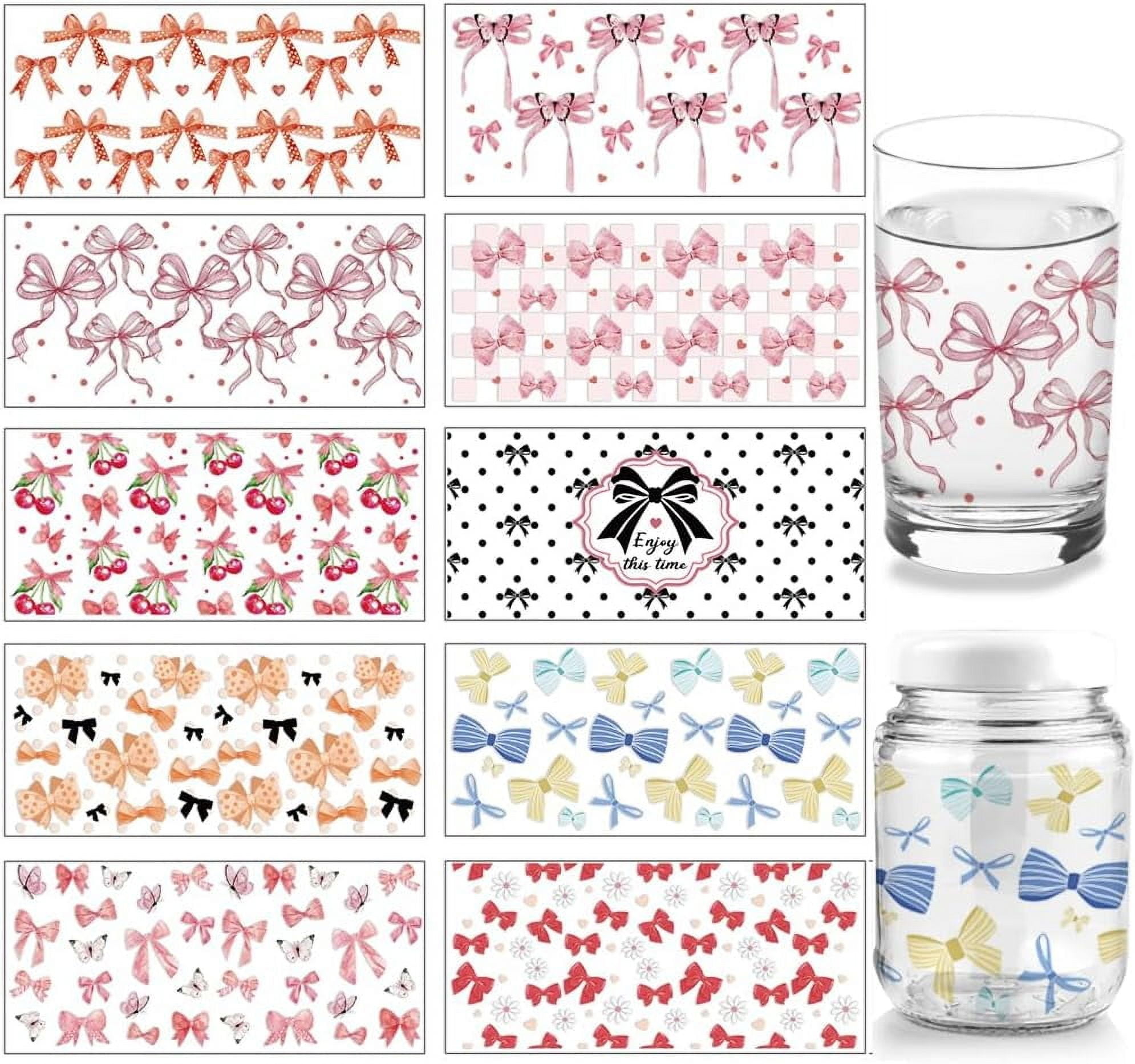 10 Sheets Bowknot UV DTF Cup Wrap Bow Tie Butterfly Heart Flower ...