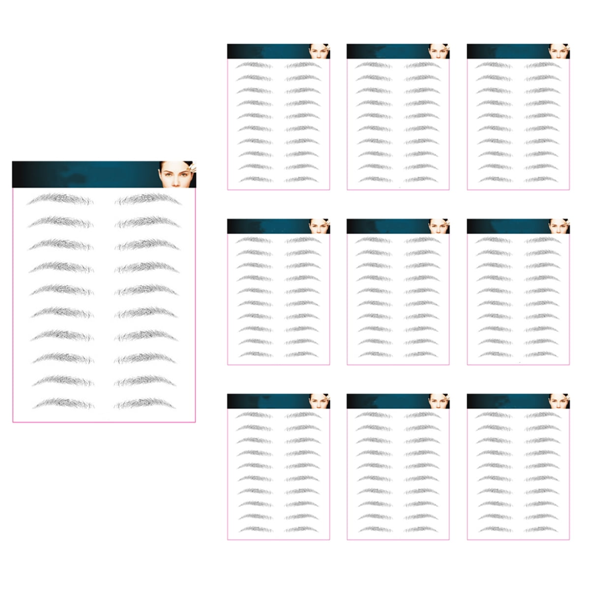 10 Sheets Brow Tattoo Stickers Tattoo Eyebrow Peel Off Temporary Tint ...
