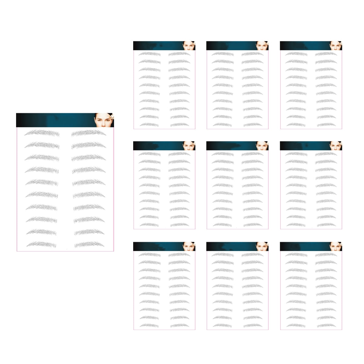 10 Sheets Brow Tattoo Stickers Tattoo Eyebrow Peel Off Temporary Tint ...