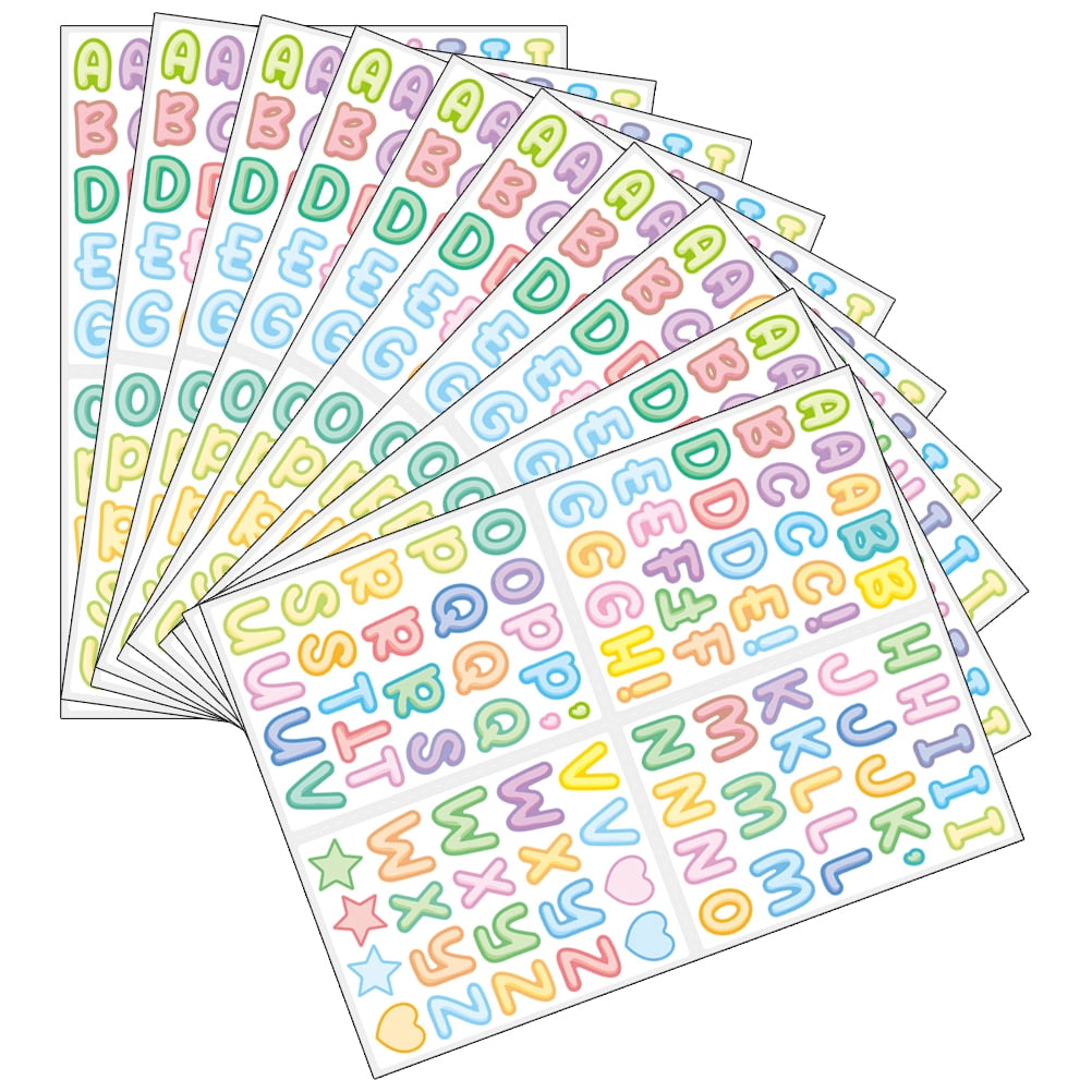 10 Sheets Cartoon Alphabet Stickers Custom DIY Scrapbook Child ...