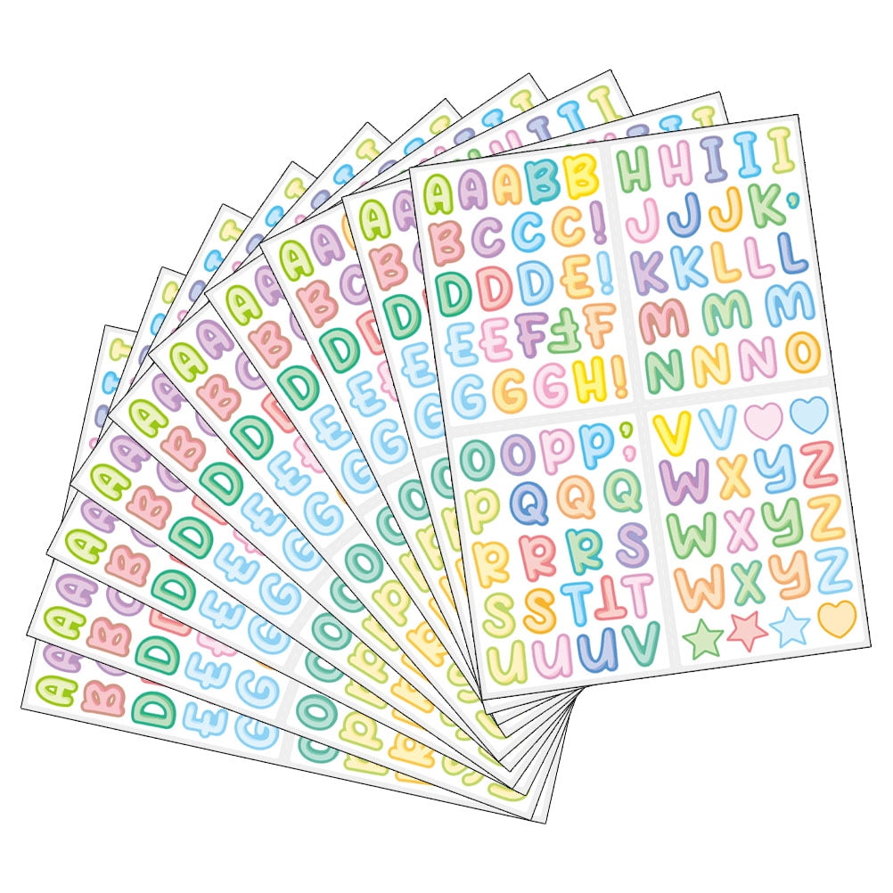 10 Sheets Cartoon Alphabet Stickers Letter Stencils Cursive Bulletin ...