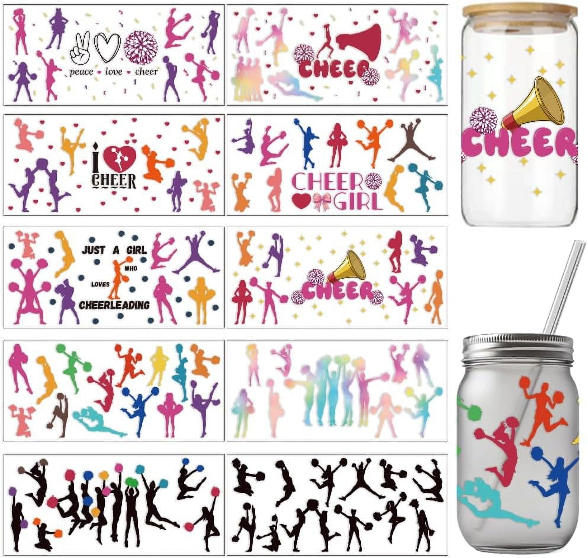 10 Sheets Cheerleading UV DTF Cup Wrap Transfer Stickers for Glass ...