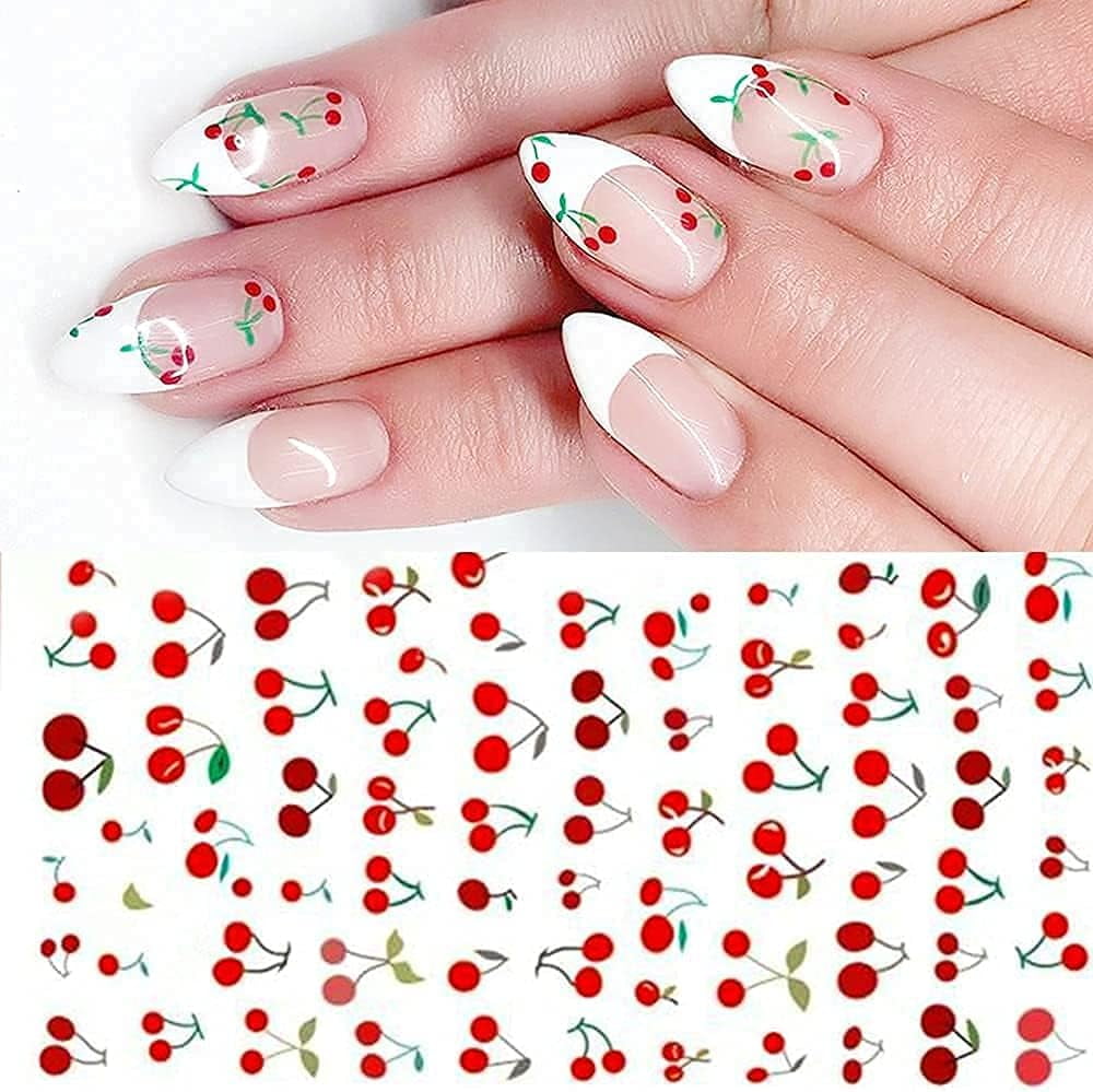 10 Sheets Cherry Peach Fruit Cute Type Nails Art Manicuring 3D Cherry ...