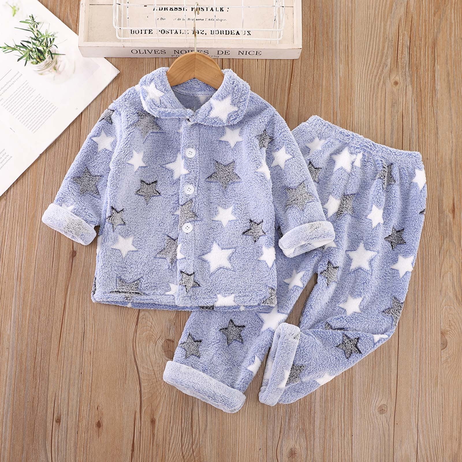 Ashirexll Kids Winter Pajamas Fuzzy Pajamas Casual Thick Flannel ...