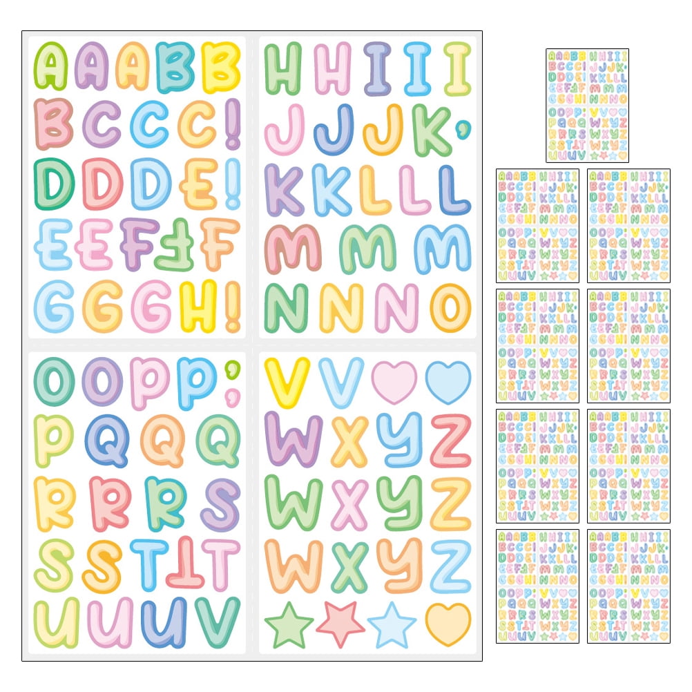 Brandonz 10 Sheets Alphabet Stickers Letter Colorful Stickers Adhesive ...