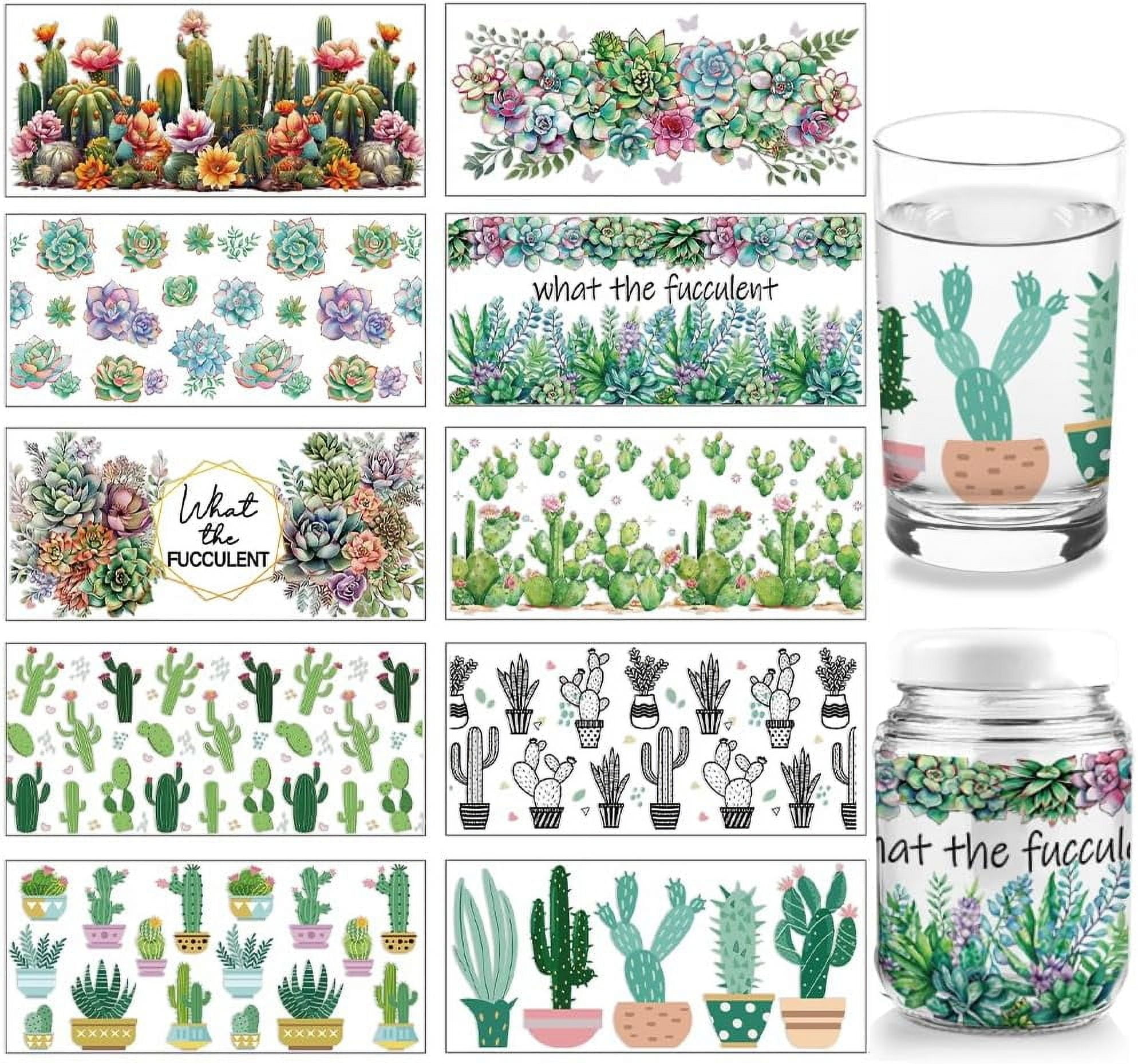 10 Sheets Desert Plant Theme UV DTF Cup Wrap Cactus Succulent Aloe ...